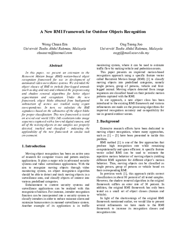 (PDF) A New RMI Framework for Outdoor Objects Recognition