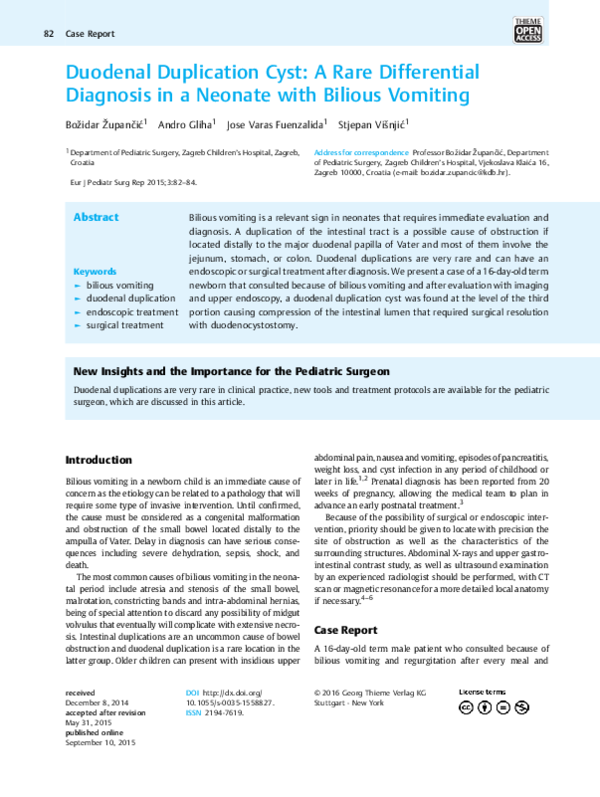 (PDF) Duodenal Duplication Cyst: A Rare Differential Diagnosis in a ...