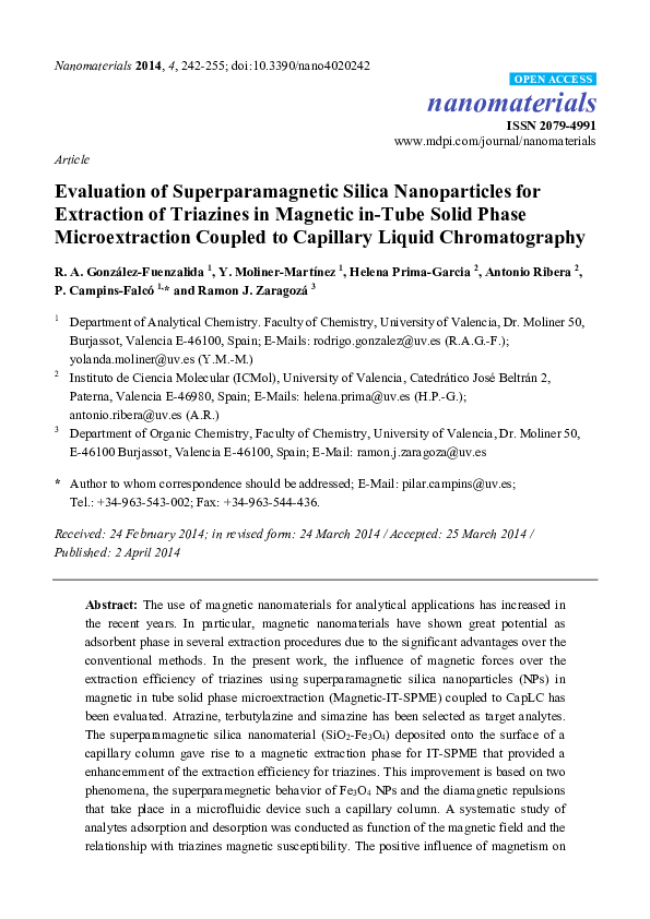 (PDF) Evaluation of Superparamagnetic Silica Nanoparticles for ...