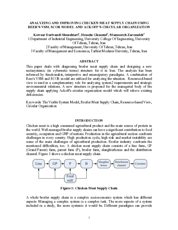 (PDF) Analyzing and Improving Chicken Meat Supply Chain Using Beer's ...
