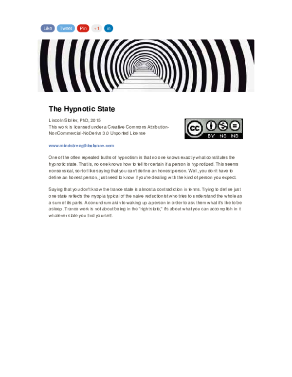 (PDF) The Hypnotic State