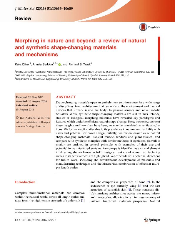 (PDF) Morphing in nature and beyond: a review of natural and synthetic ...