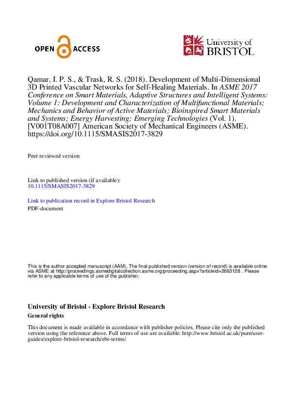 (PDF) Development of Multi-Dimensional 3D Printed Vascular Networks for ...