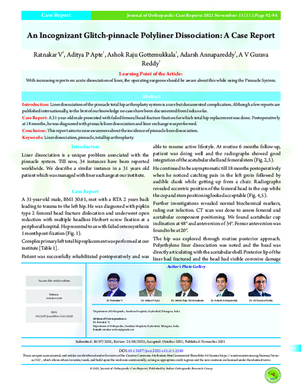 (PDF) An Incognizant Glitch-pinnacle Polyliner Dissociation: A Case ...