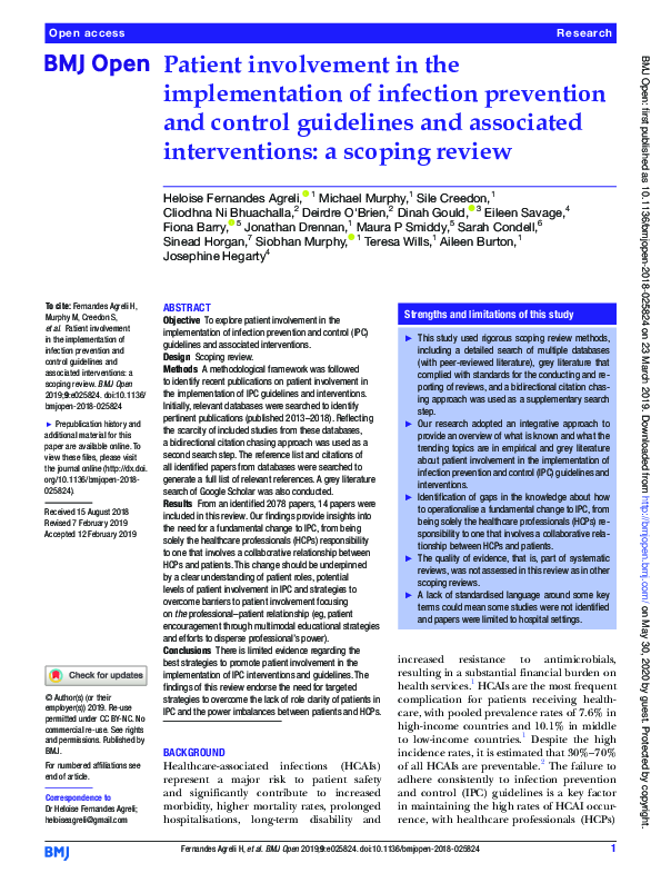 (PDF) Patient Involvement in Infection Control Guidelines
