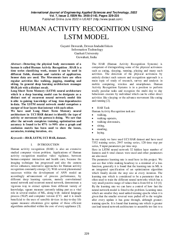 (PDF) Human Activity Recognition Using LSTM Model