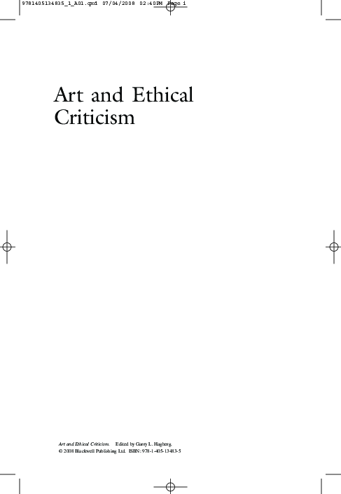 (PDF) Art and ethical criticism