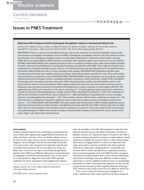 (PDF) Issues in PNES Treatment