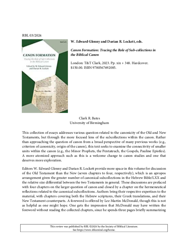 (PDF) Book Review: Canon Formation: Tracing the Role of Sub-collections ...