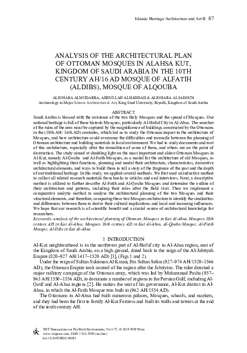 (PDF) Analysis of the Architectural Plan of Ottoman Mosques in Alahsa ...