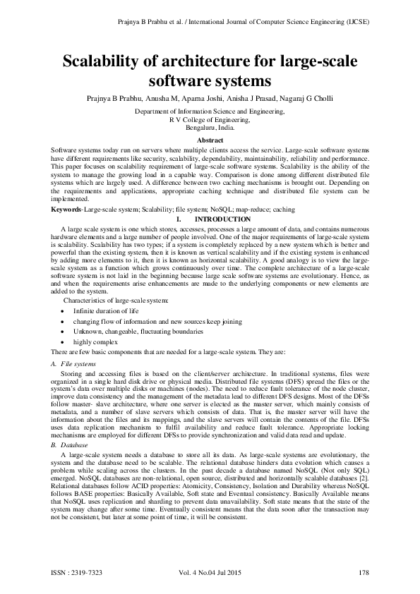 (PDF) Scalability of architecture for large-scale software systems