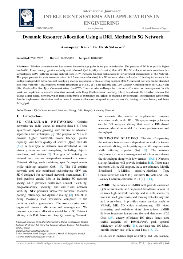 (PDF) Dynamic Resource Allocation Using a DRL Method in 5G Network