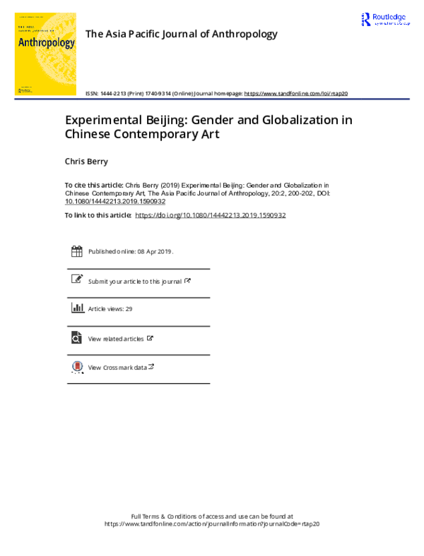 (PDF) Experimental Beijing: Gender and Globalization in Chinese ...