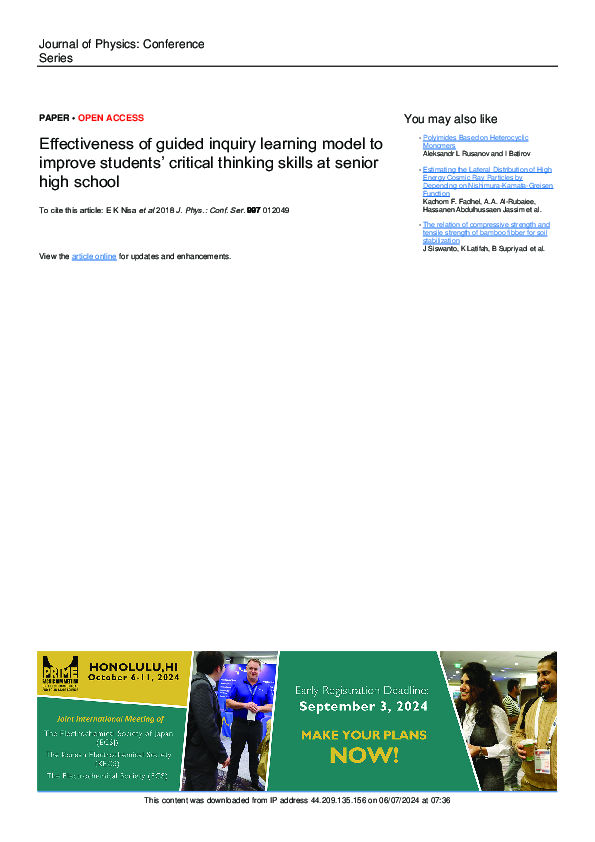 (PDF) Effectiveness of guided inquiry learning model to improve ...