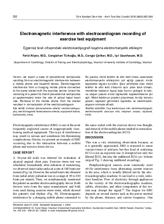(PDF) Electromagnetic interference with electrocardiogram recording of ...