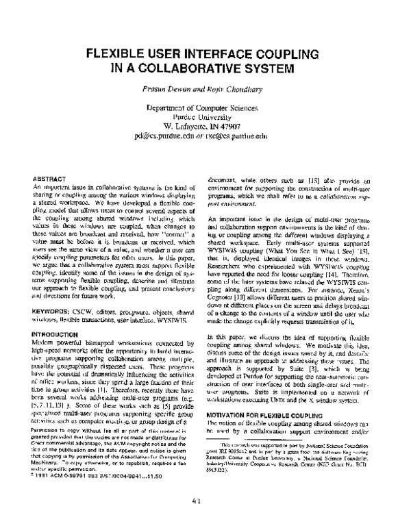 (PDF) Flexible user interface coupling in a collaborative system