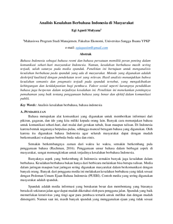 (PDF) Analisis Kesalahan Berbahasa Indonesia di Masyarakat