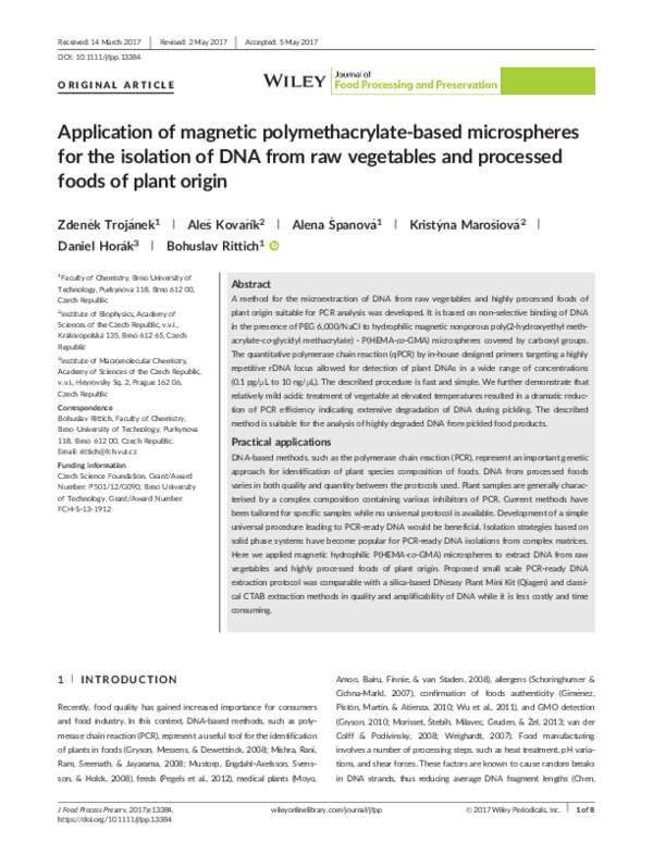 (PDF) Application of magnetic polymethacrylate-based microspheres for ...