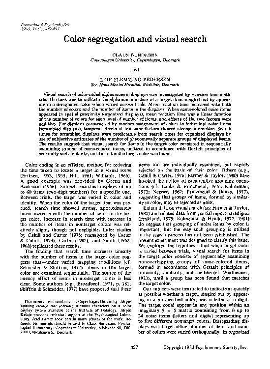 (PDF) Color segregation and visual search