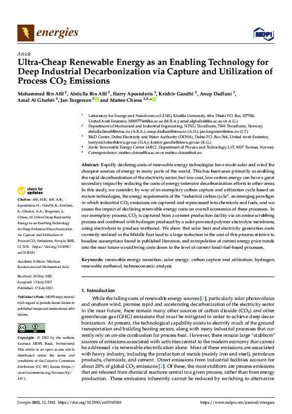 (PDF) Ultra-Cheap Renewable Energy as an Enabling Technology for Deep Industrial Decarbonization ...