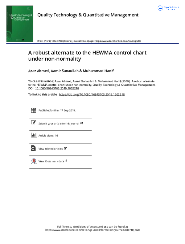 (PDF) A robust alternate to the HEWMA control chart under non-normality