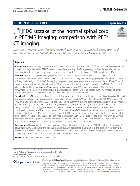 (PDF) [18F]FDG uptake of the normal spinal cord in PET/MR imaging ...