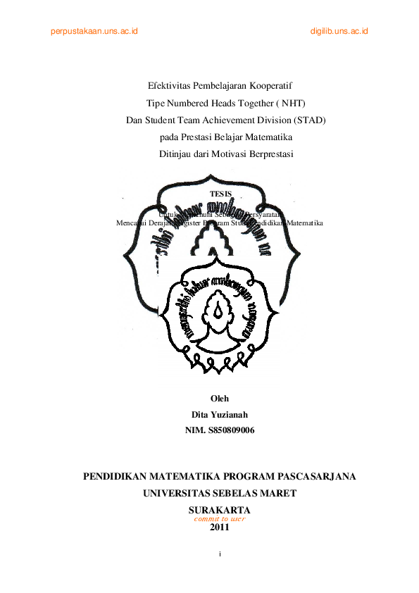 (PDF) Efektivitas Pembelajaran Kooperatif Tipe Numbered Heads Together ( NHT) Dan Student Team ...