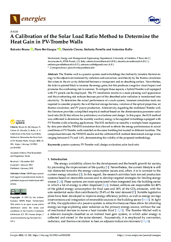 (PDF) A Calibration of the Solar Load Ratio Method to Determine the ...