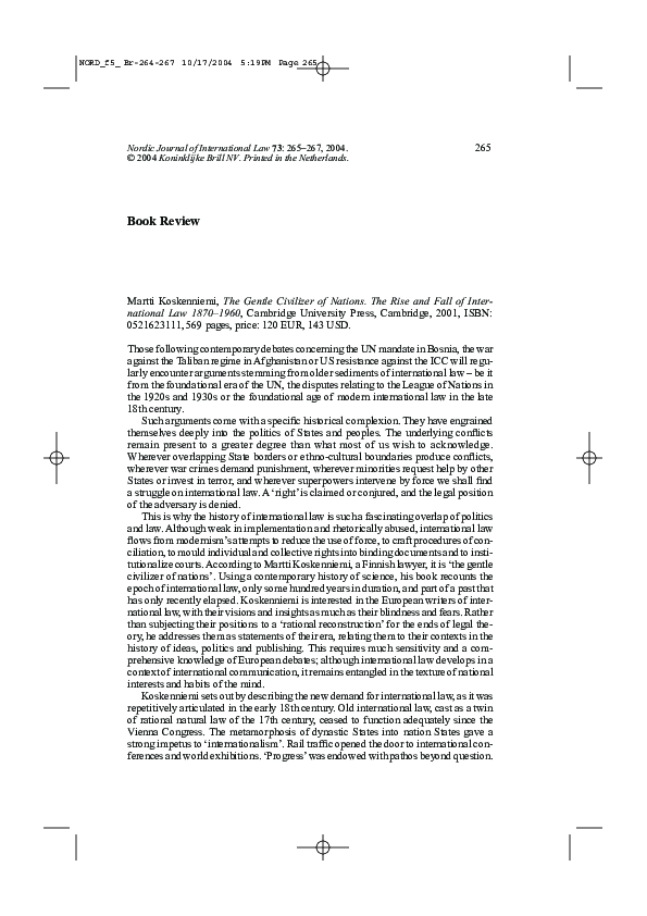 (PDF) The Gentle Civilizer of Nations. The Rise and Fall of ...