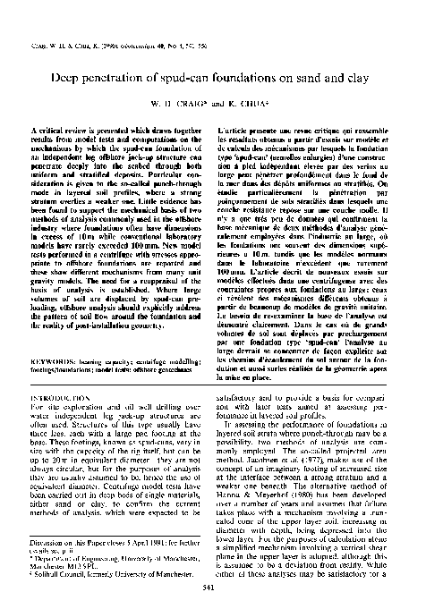 (PDF) Deep penetration of spud-can foundations on sand and clay