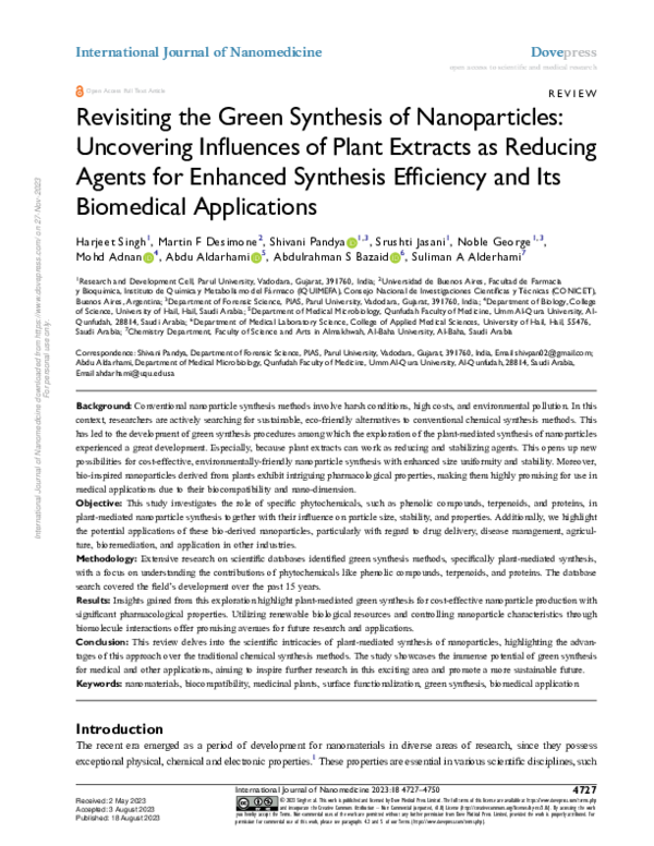 (PDF) Revisiting the Green Synthesis of Nanoparticles: Uncovering Influences of Plant Extracts ...