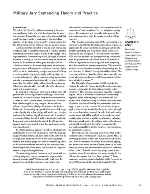(PDF) Military Jury Sentencing Theory and Practice