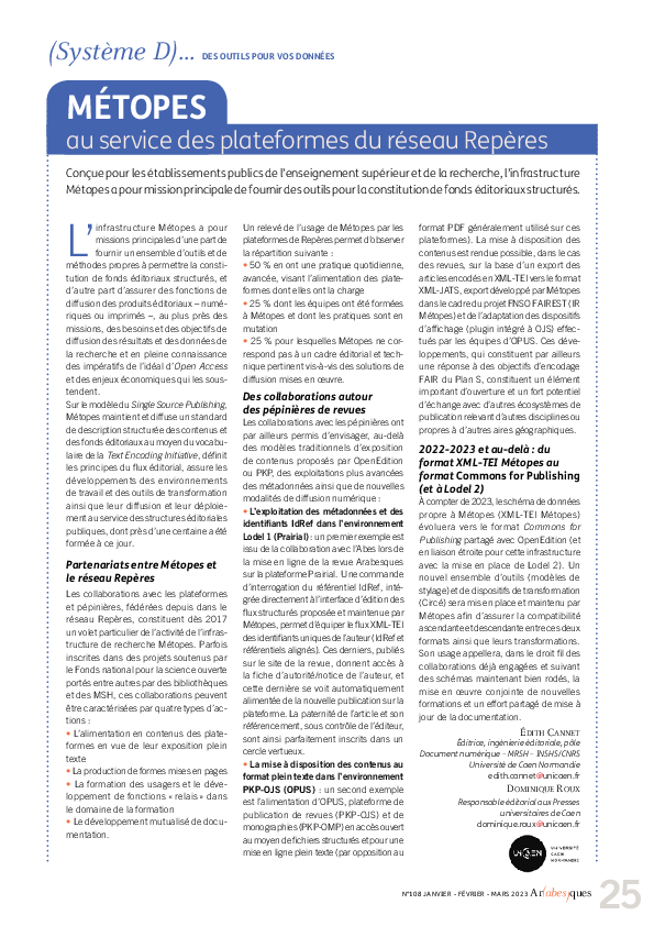 (PDF) MÉTOPES au service des plateformes du réseau Repères