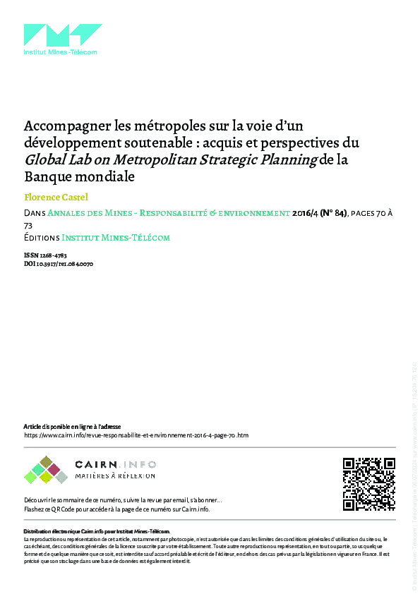 (PDF) Accompagner les métropoles sur la voie d’un développement ...