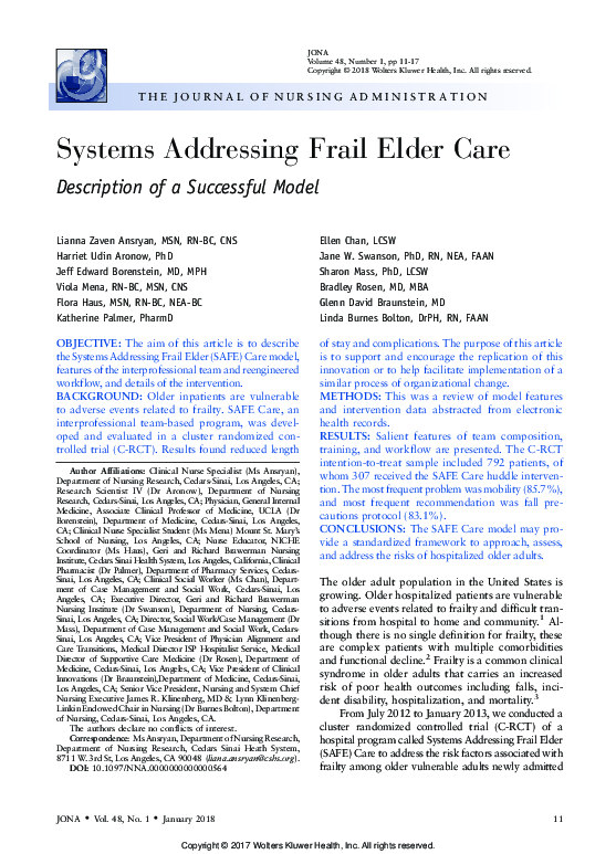 (PDF) Systems Addressing Frail Elder Care