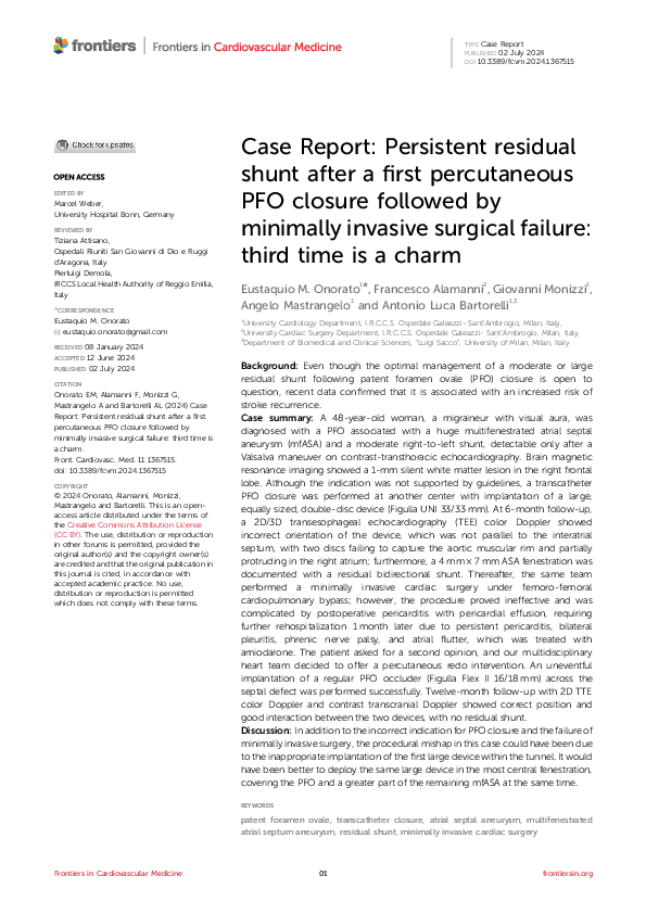 (PDF) Case Report: Persistent residual shunt after a first percutaneous ...
