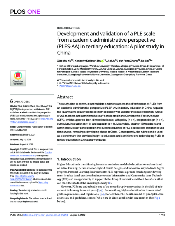 (PDF) Development and validation of a PLE scale from academic ...