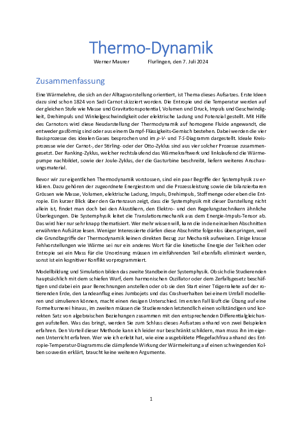 (PDF) Thermo-Dynamik