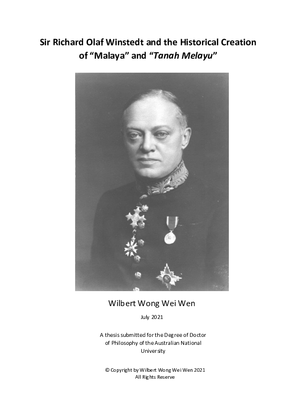 (PDF) Sir Richard Olaf Winstedt and the Historical Creation of "Malaya ...