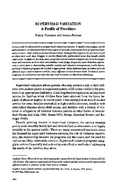 (PDF) SUPERVISED VISITATION A Profile of Providers