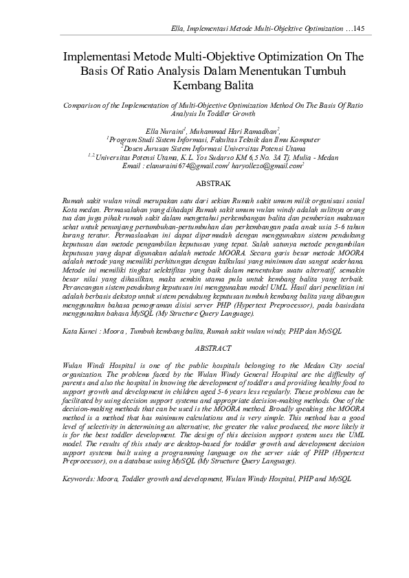 Pdf Implementasi Metode Multi Objektive Optimization On The Basis Of Ratio Analysis Dalam