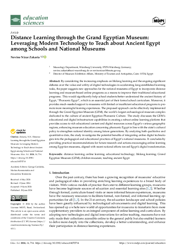(PDF) Distance Learning through the Grand Egyptian Museum: Leveraging ...