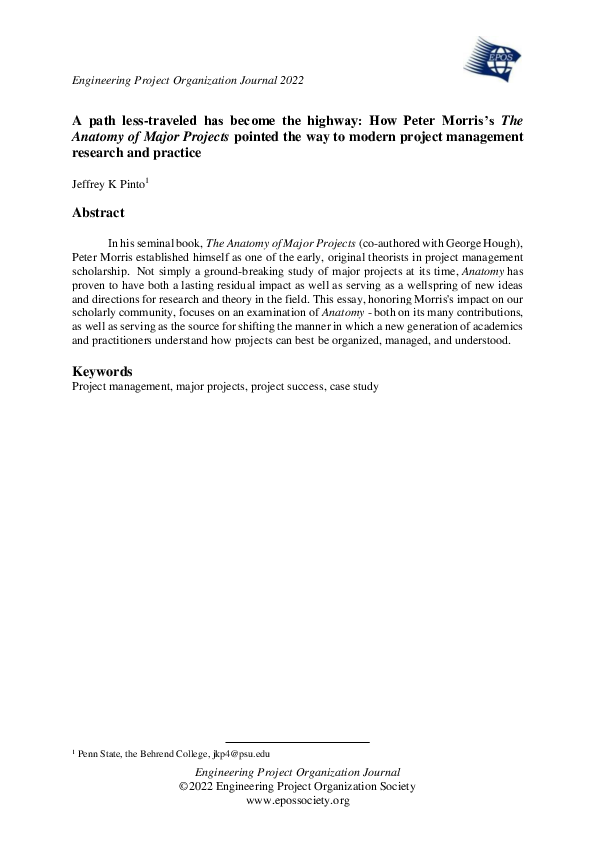 (PDF) A path less-traveled has become the highway: How Peter Morris’s ...