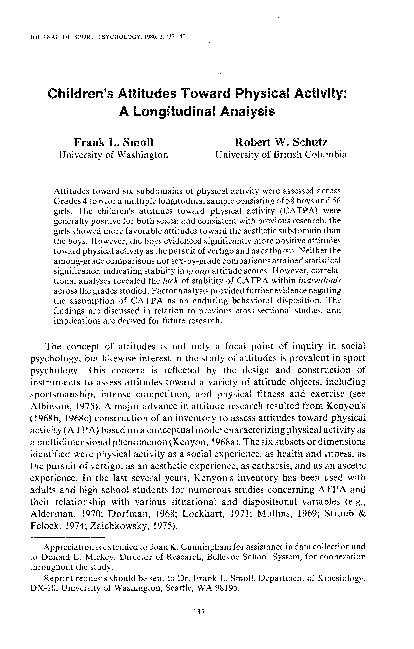 (PDF) Children's Attitudes Toward Physical Activity: A Longitudinal ...