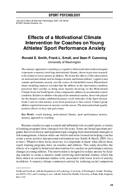 (PDF) Effects of a Motivational Climate Intervention for Coaches on ...