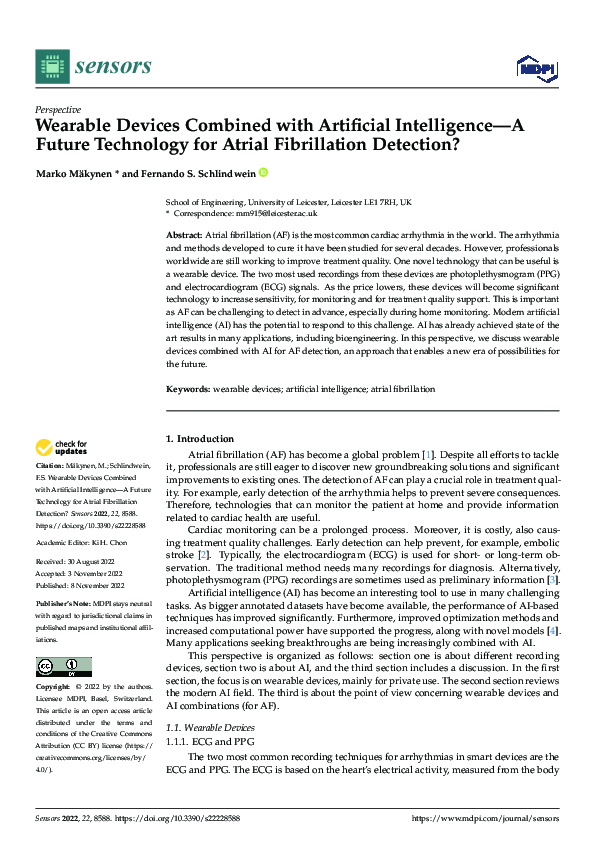 Pdf Wearable Devices Combined With Artificial Intelligence—a Future Technology For Atrial