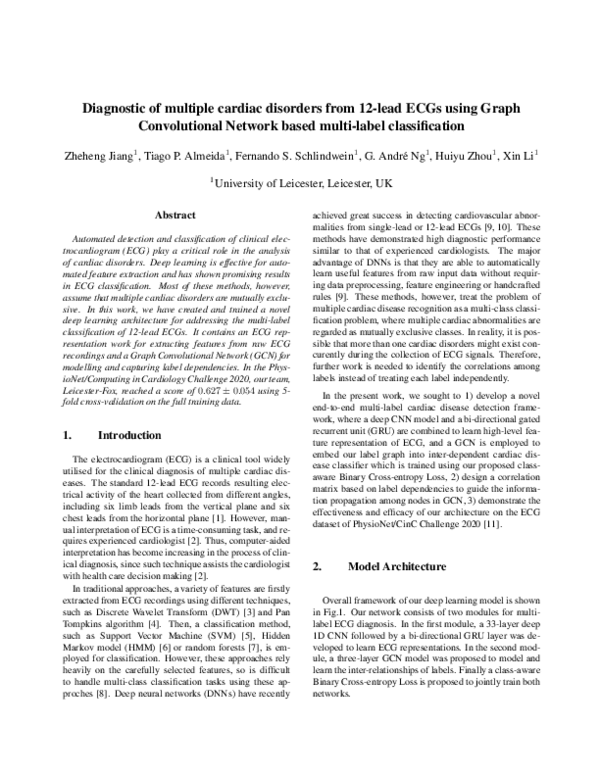 Pdf Diagnostic Of Multiple Cardiac Disorders From 12 Lead Ecgs Using Graph Convolutional