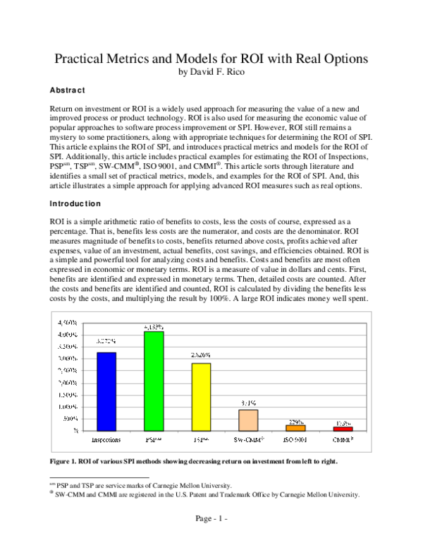 (PDF) Practical Metrics and Models for ROI with Real Options