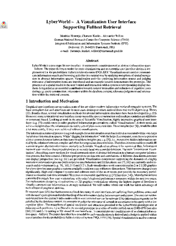 (PDF) LyberWorld—a visualization user interface supporting fulltext retrieval