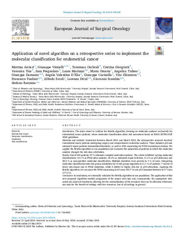 (PDF) Application of novel algorithm on a retrospective series to implement the molecular ...